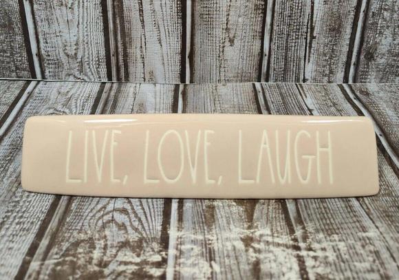 Rae Dunn | Other | Rae Dunn Live Love Laugh Pink Desk Sign Paperweight ...
